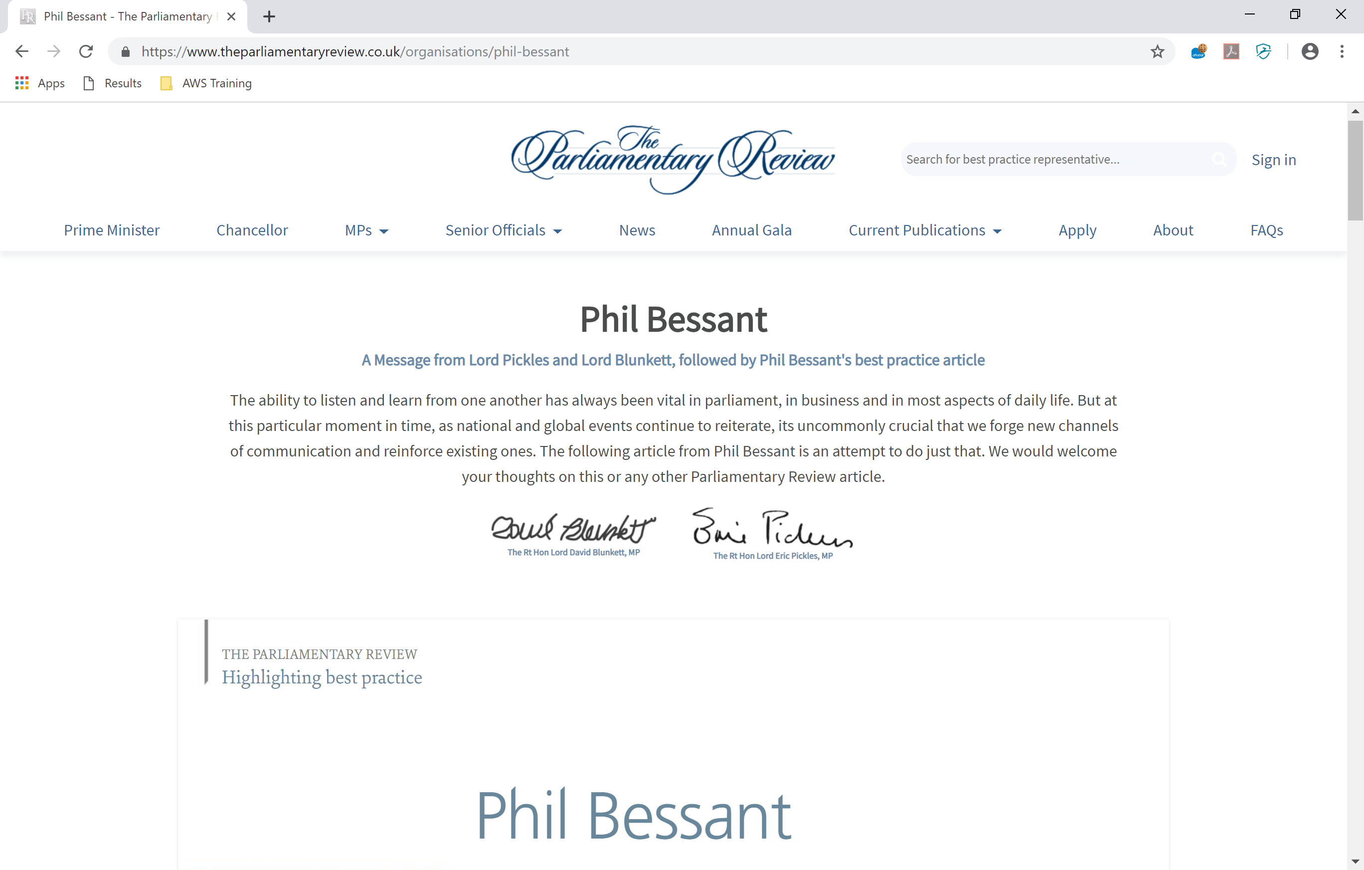 parliamentary review - Phil Bessant Ltd
